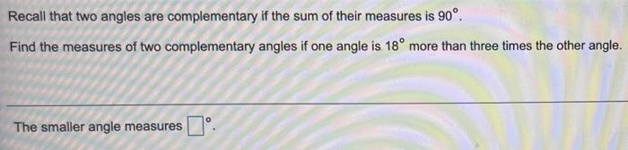 Solved Recall that two angles are complementary if the sum | Chegg.com