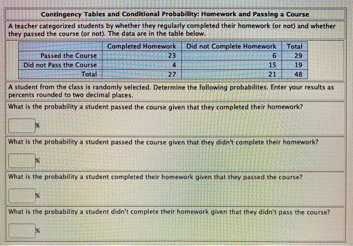 Solved Contingency Tables and Conditional Probability: | Chegg.com