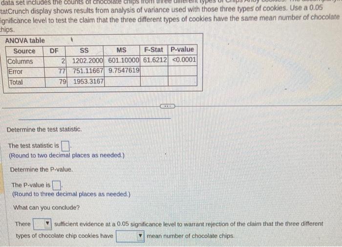 Solved A data set includes the counts of chocolate chips | Chegg.com