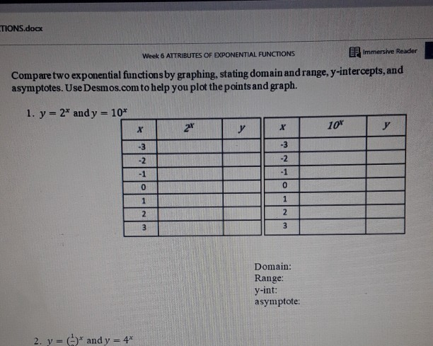 Solved TIONS.docx Week 6 ATTRIBUTES OF EXPONENTIAL FUNCTIONS | Chegg.com