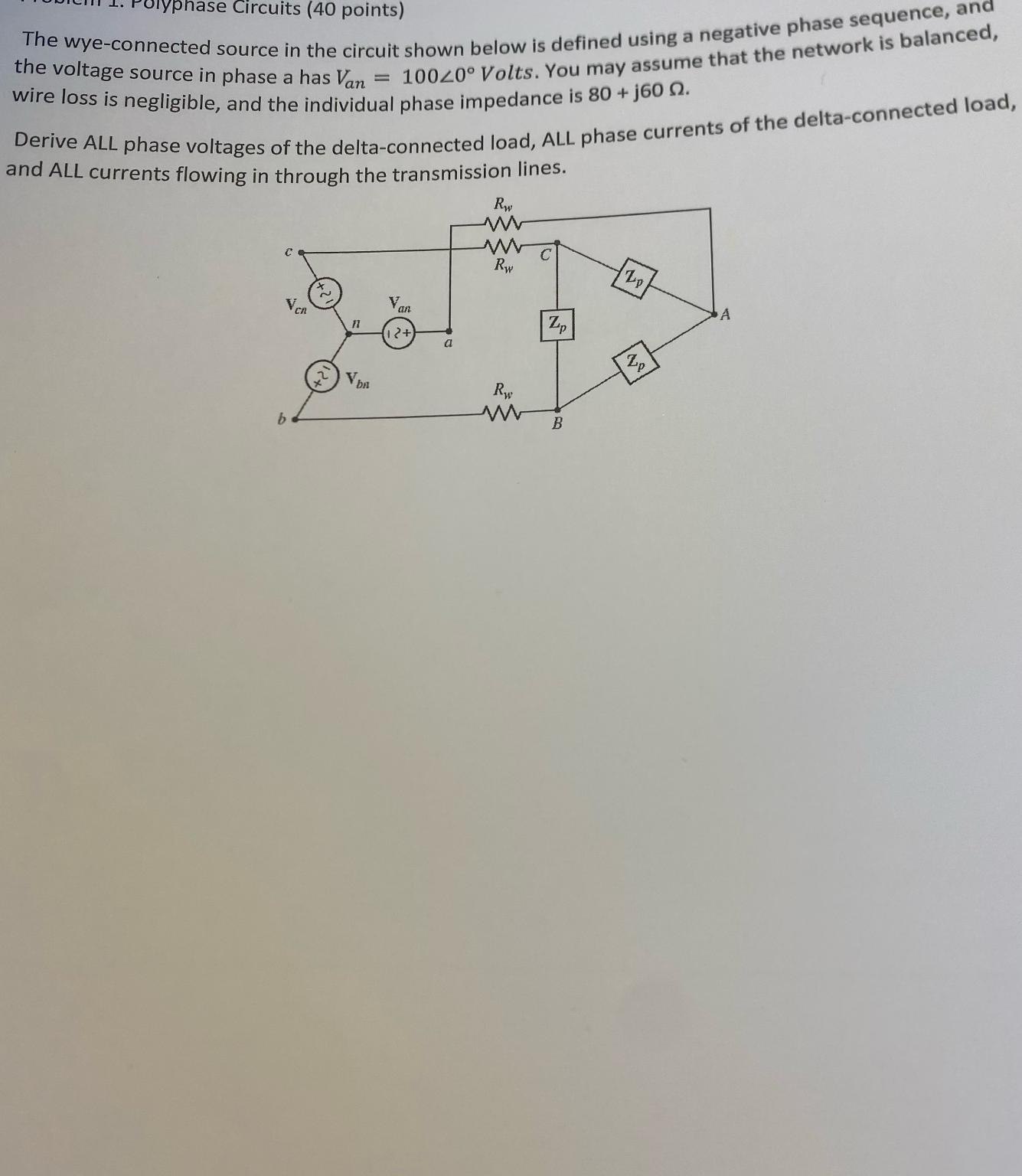 Solved The wye-connected source in the circuit shown below | Chegg.com