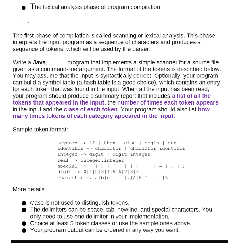 Solved • The lexical analysis phase of program compilation | Chegg.com