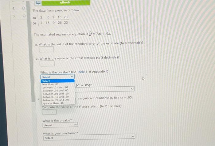 Solved The data from exercise 3 follow. The estimated | Chegg.com