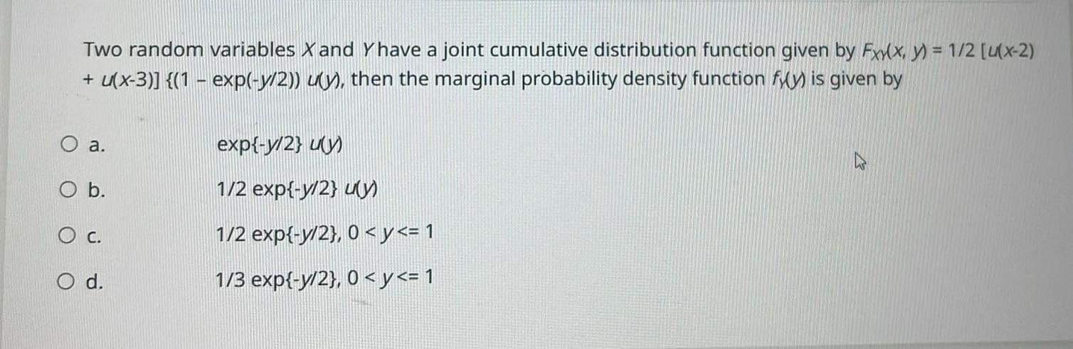 Solved Two random variables x and Y have a joint cumulative | Chegg.com