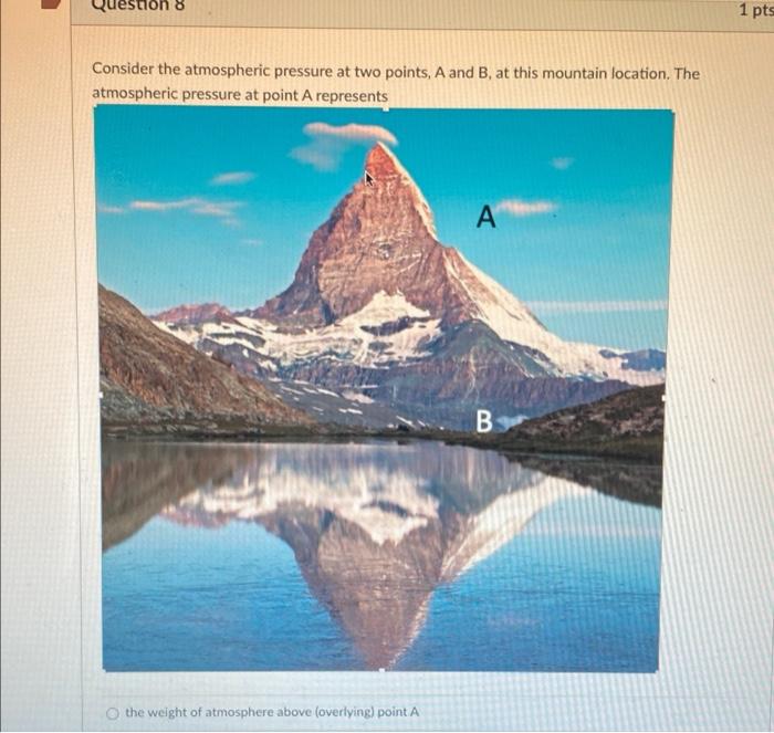 Solved Question 8 1 pts Consider the atmospheric pressure at | Chegg.com