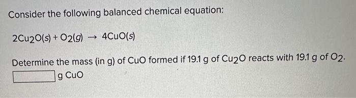Solved Consider the following balanced chemical equation: | Chegg.com