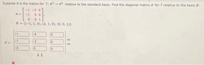 Solved Suppose A is the matrix for T:R3→R3 relative to the | Chegg.com