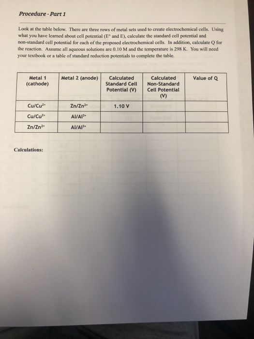 Solved Procedure - Part 1 Look at the table below. There are | Chegg.com