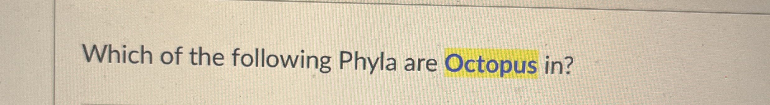 Solved Which of the following Phyla are Octopus in? | Chegg.com