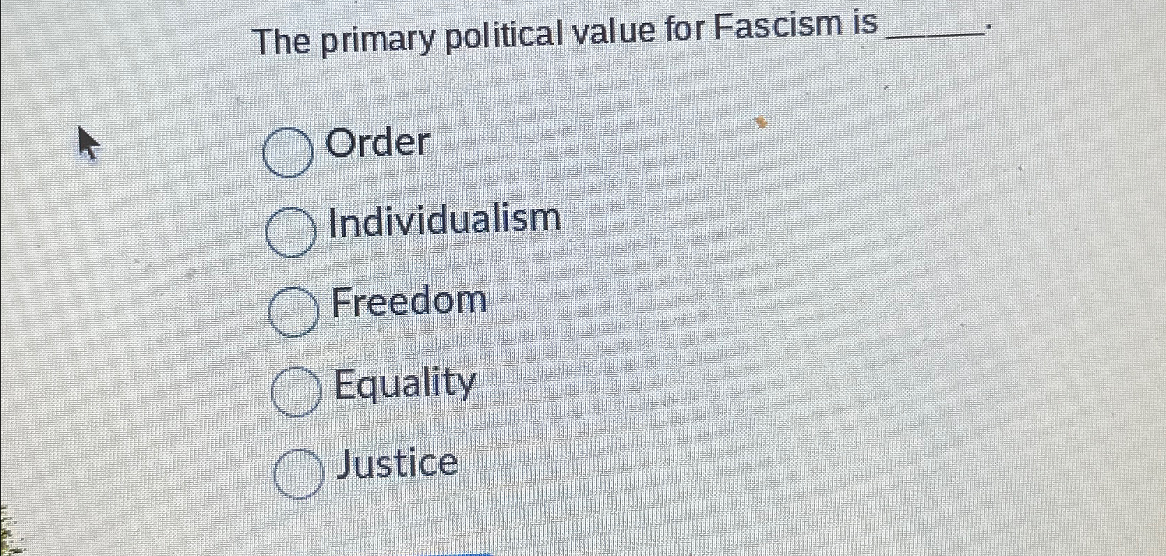 Solved The primary political value for Fascism | Chegg.com