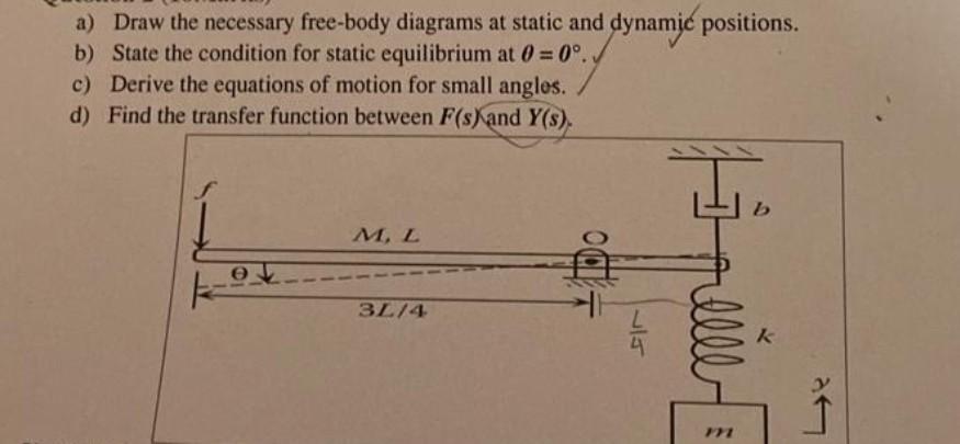 Solved a) Draw the necessary free-body diagrams at static | Chegg.com