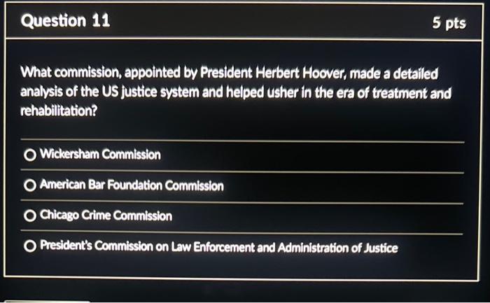 Question 11 5 pts What commission, appointed by | Chegg.com