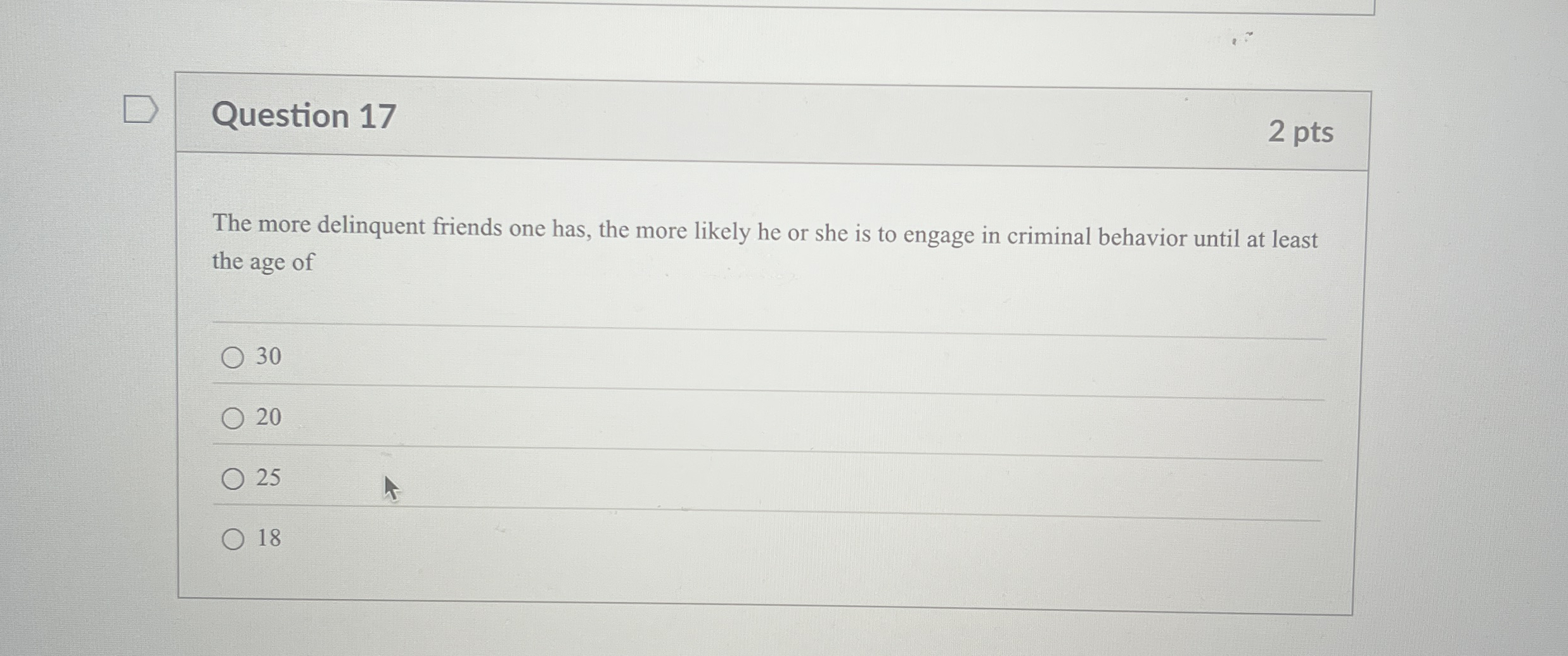 Question 172 ﻿ptsThe more delinquent friends one has, | Chegg.com