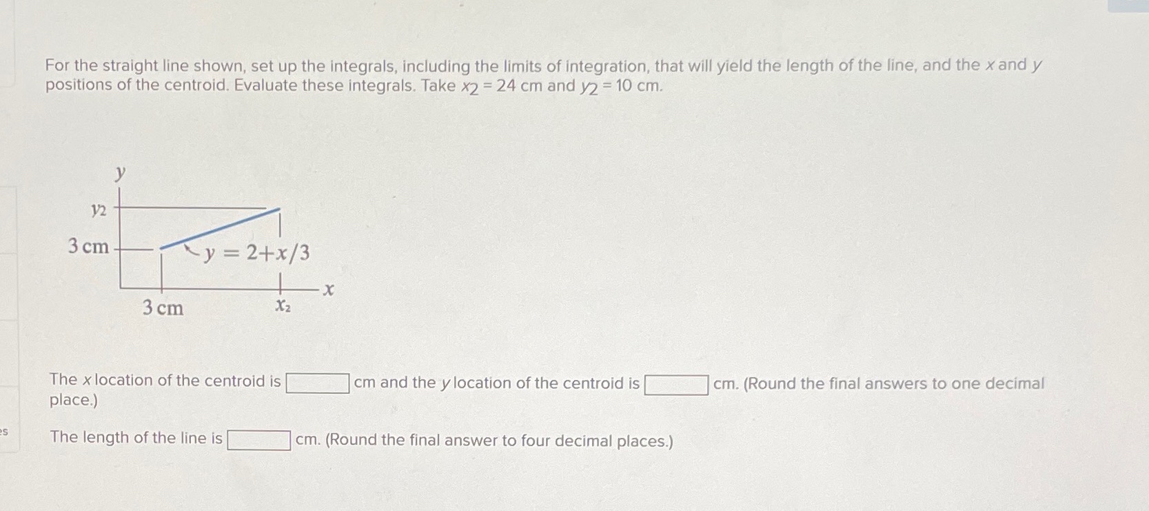 Solved For the straight line shown, set up the integrals, | Chegg.com