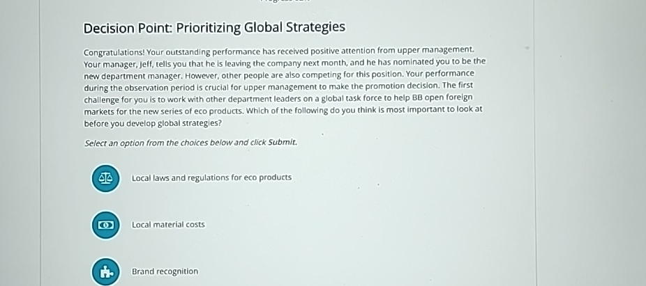 Solved Decision Point: Prioritizing Global | Chegg.com