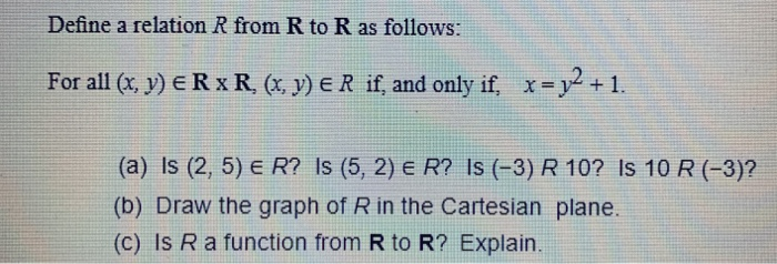 Solved Define a relation R from R to R as follows: For all | Chegg.com
