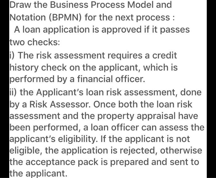Solved Draw the Business Process Model and Notation (BPMN) | Chegg.com