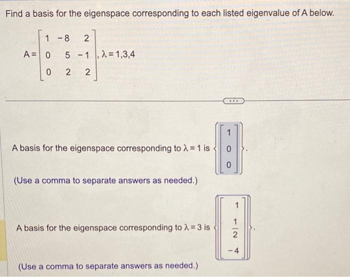 Solved Find a basis for the eigenspace corresponding to each | Chegg.com