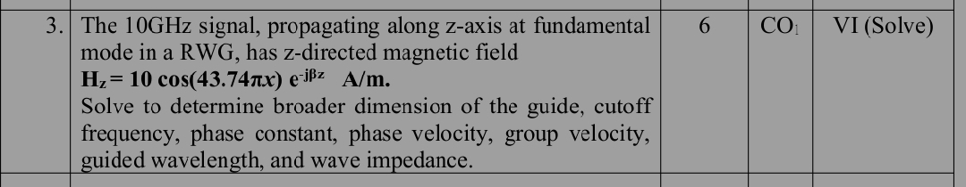 Solved \table[[3.,\table[[The 10 ﻿GHz signal, propagating | Chegg.com