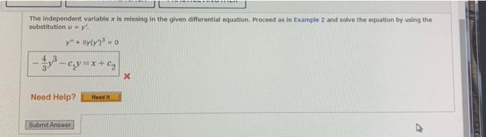 Solved The independent variable x is missing in the given | Chegg.com