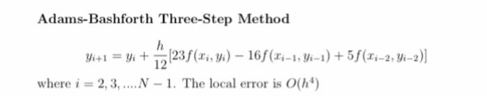 Solved Adams-Bashforth Three-Step Method | Chegg.com