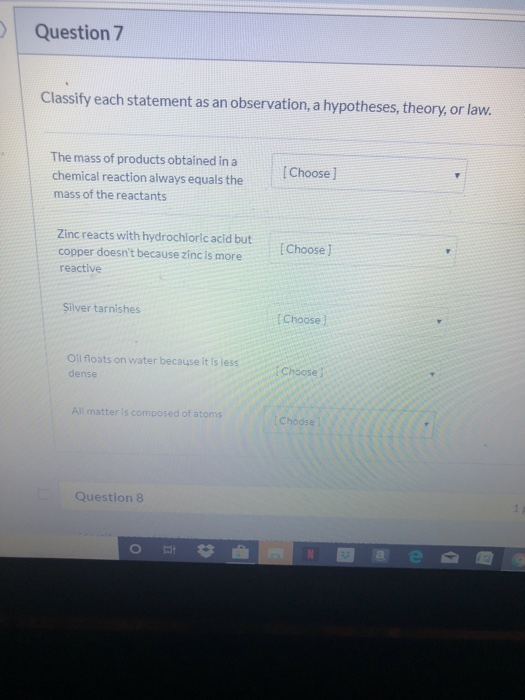 Question 7 Classify each statement as an observation, | Chegg.com