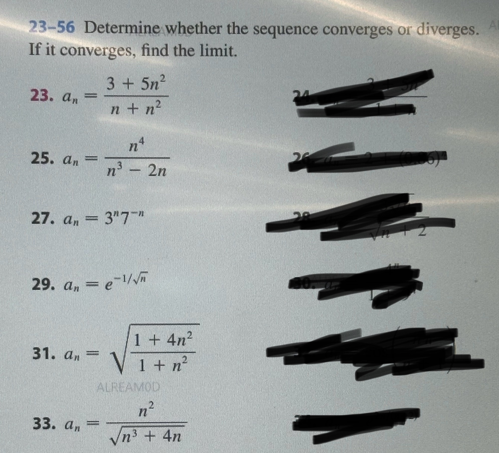Solved 23-56 ﻿Determine whether the sequence converges or | Chegg.com