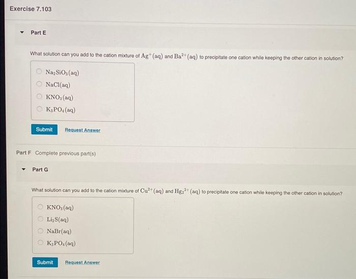 Solved What solution can you add to the cation mixture of | Chegg.com