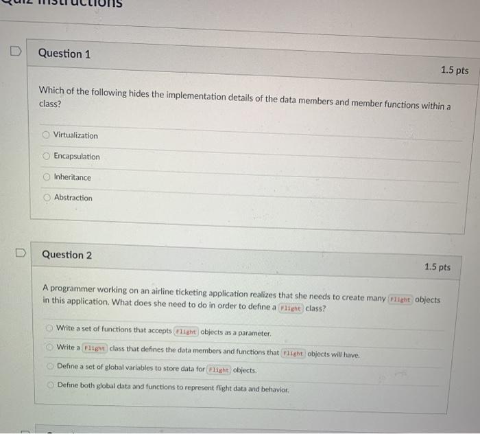Solved Question 1 1.5 pts Which of the following hides the | Chegg.com