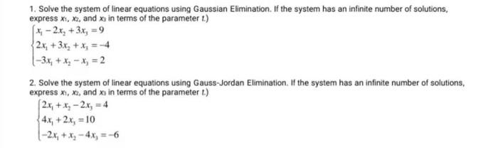 Solved 1. Solve the system of linear equations using | Chegg.com