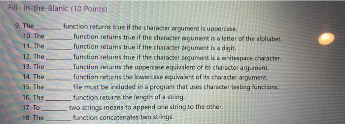 Solved Fill-in-the-Blank: (10 Points) 9. The function | Chegg.com