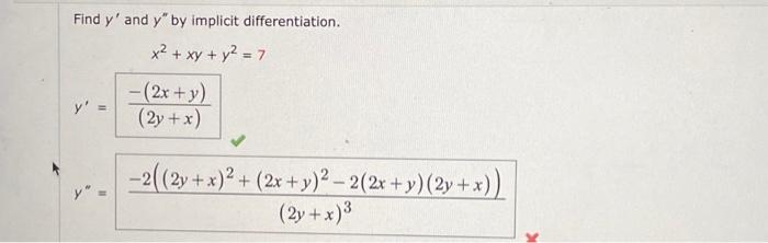 Solved Find y′ and y′′ by implicit differentiation. | Chegg.com