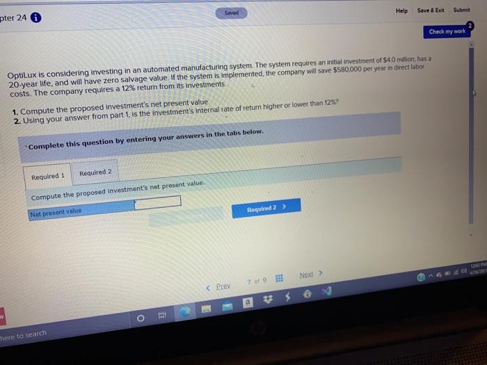 Solved Saved Help Save & Exhi Submit pter 24 0 Check my work | Chegg.com