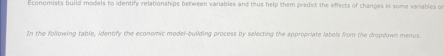 Solved Economists Build Models To Identify Relationships