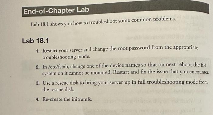 Solved Lab 18.1 shows you how to troubleshoot some common | Chegg.com