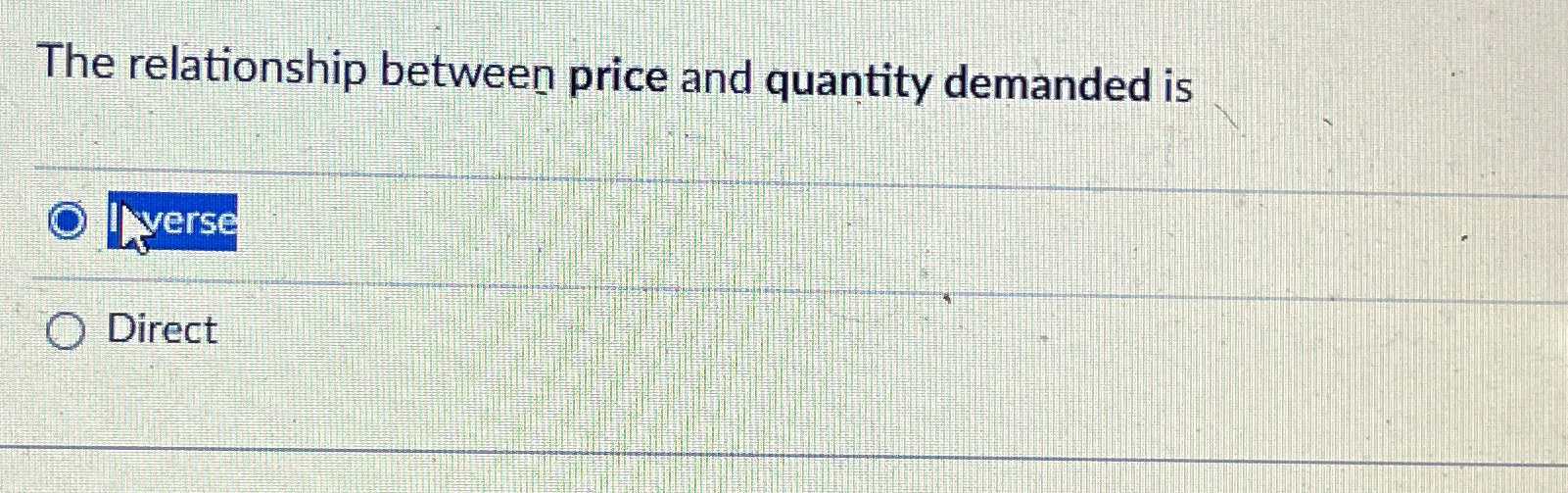 Solved The relationship between price and quantity demanded | Chegg.com