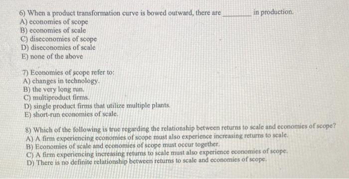 Solved in production. 6) When a product transformation curve | Chegg.com