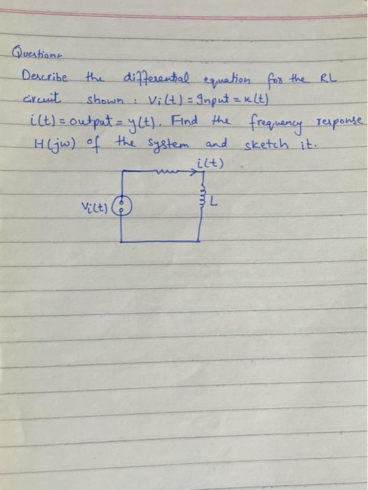 Solved Describe the differential equation for the RL circuit | Chegg.com