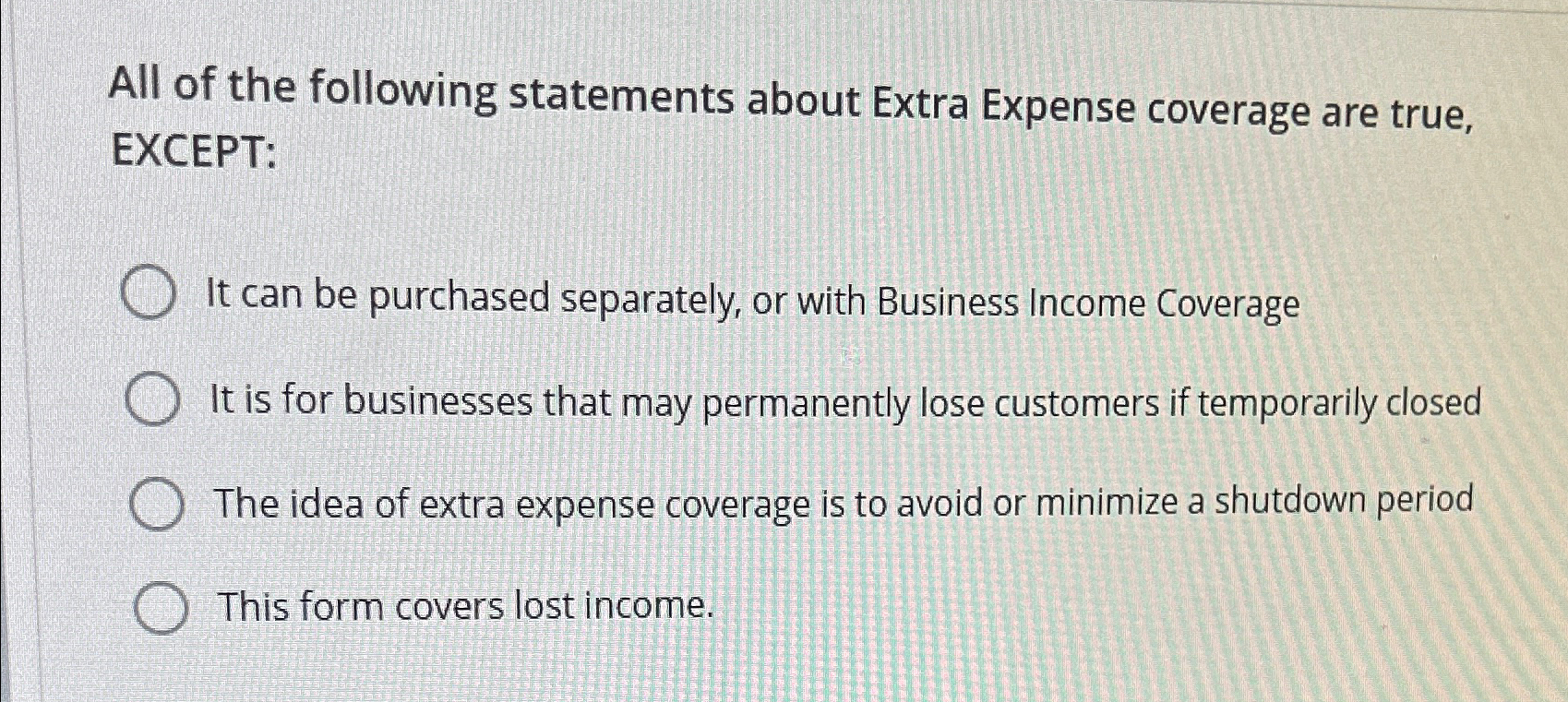 Solved All of the following statements about Extra Expense | Chegg.com
