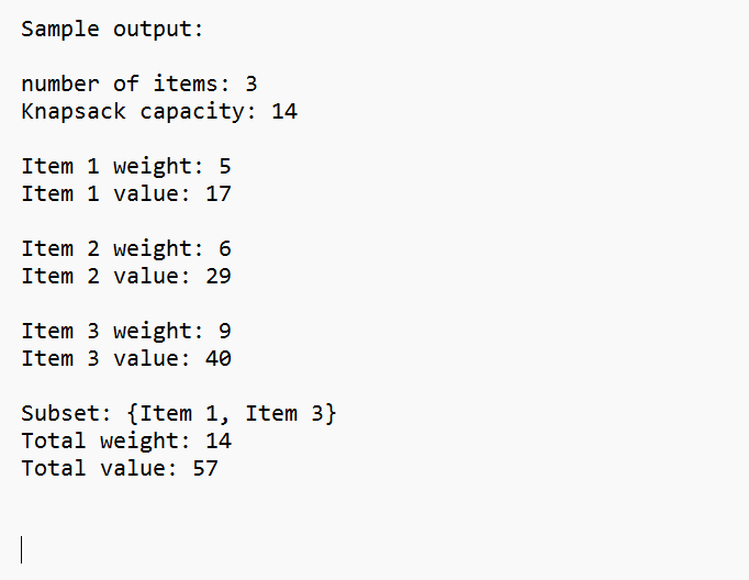 Solved Given the following sample output, implement a java | Chegg.com