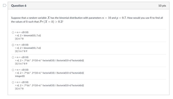 Solved Suppose that a random variable X has the binomial | Chegg.com