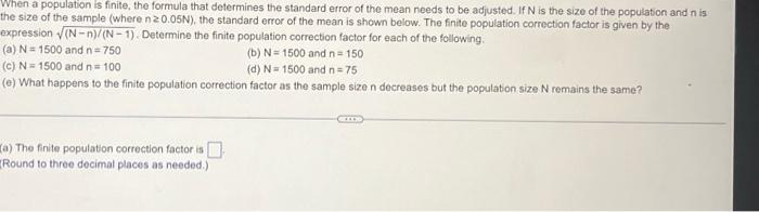 Solved When a population is finite, the formula that | Chegg.com