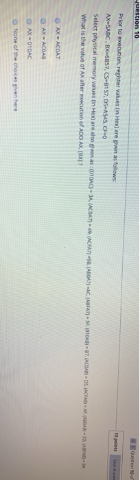 Solved Question 7 After execution of instruction SBB [BX], | Chegg.com