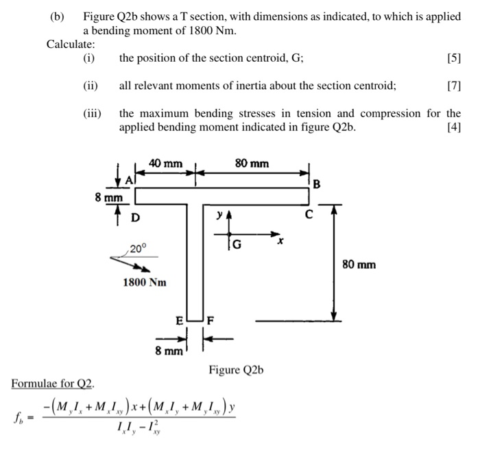 Solved (b) Figure Q2b shows a T section, with dimensions as | Chegg.com Solved (b) Figure Q2b shows a T section, with dimensions as | Chegg.com