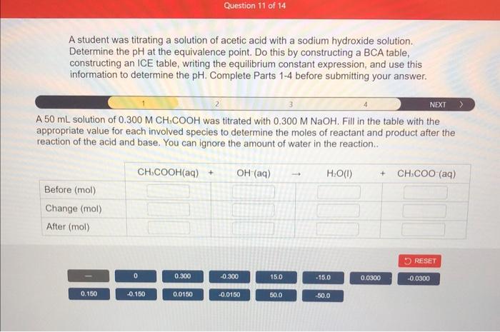 Solved A student was titrating a solution of acetic acid | Chegg.com
