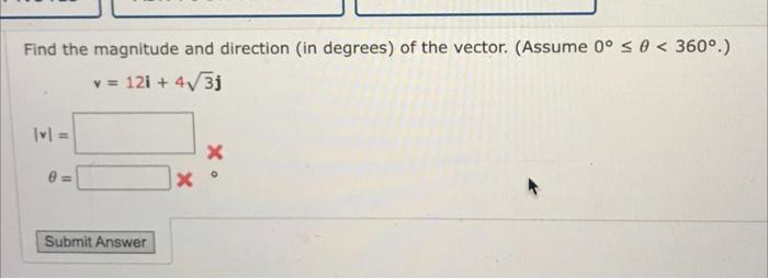 Solved Find the magnitude and direction (in degrees) of the | Chegg.com