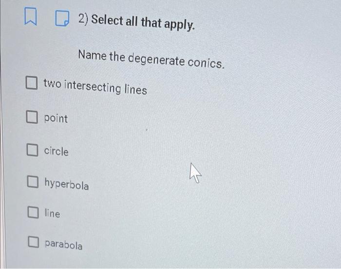 Solved Name the basic conics. perpendicular lines circle | Chegg.com