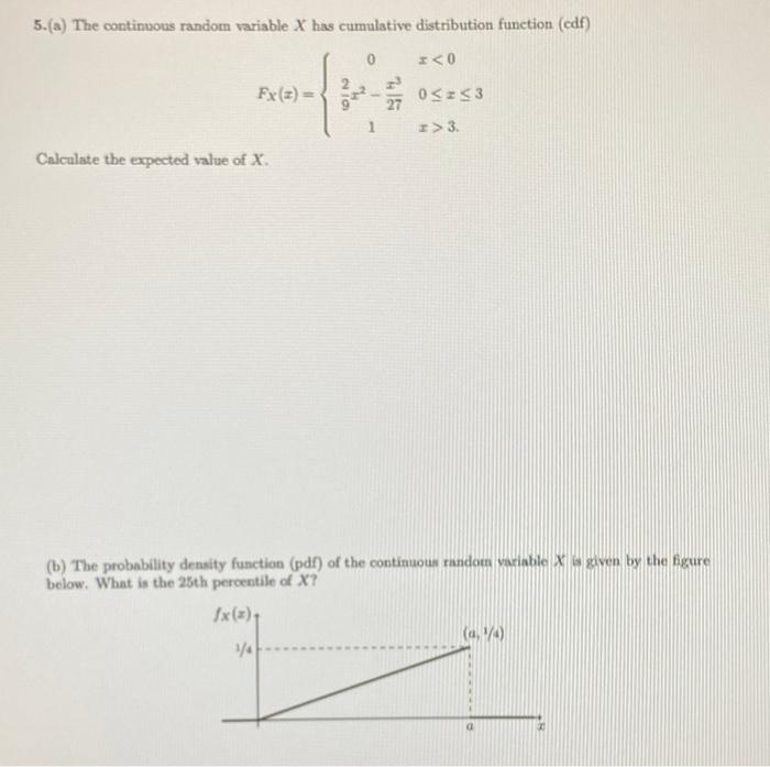 Solved 5. (a) The continuous random variable X has | Chegg.com