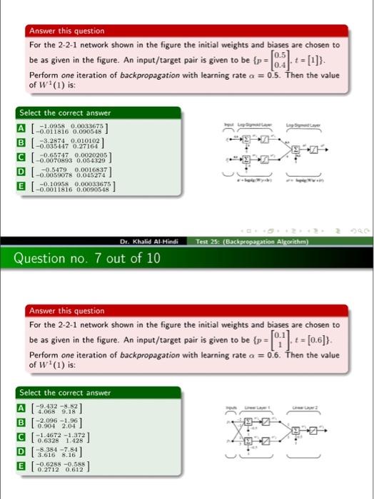 Solved Answer this question For the 2-2-1 network shown in | Chegg.com