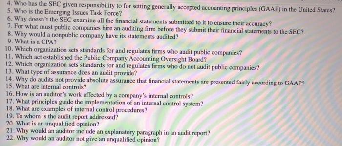 Solved 4. Who has the SEC given responsibility to for | Chegg.com